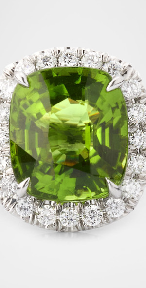 Robert Erich - Platinum Handmade Peridot and Diamond Statement Ring