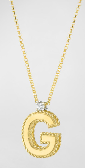 Roberto Coin - Princess 18K Yellow Gold Diamond Initial Necklace, G