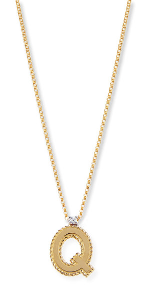 Roberto Coin - Princess 18K Yellow Gold Diamond Initial Necklace, Q