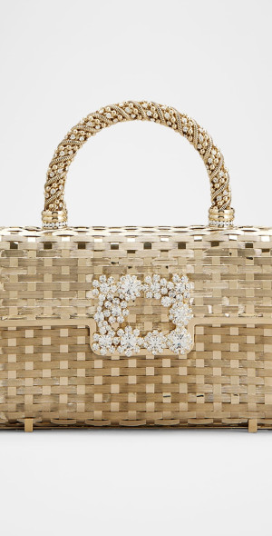 Roger Vivier - Flower Metallic Raffia Top-Handle Bag