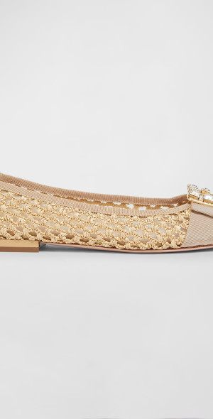 Roger Vivier - Tres Vivier Raffia Strass Ballerina Flats