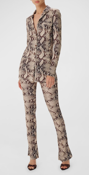 Ronny Kobo - Alexandar Snake-Print Skinny Flare Pants