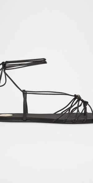 Saint Laurent - Babylone Strappy YSL Ankle-Tie Sandals