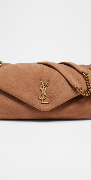 Saint Laurent - Calypso Medium YSL Shoulder Bag in Grained Nubuck Leather