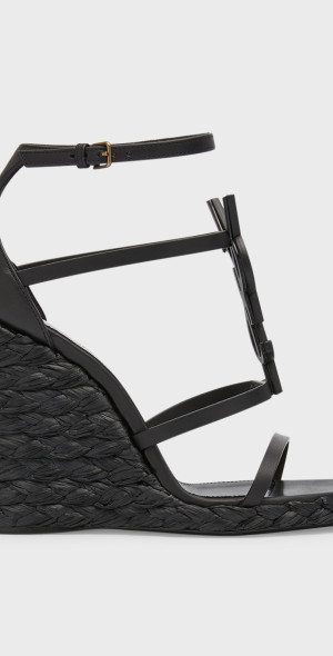 Saint Laurent - Cassandra YSL Medallion Wedge Espadrilles