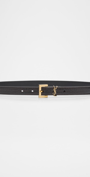 Saint Laurent - Cassandre YSL Croc-Embossed Leather Belt