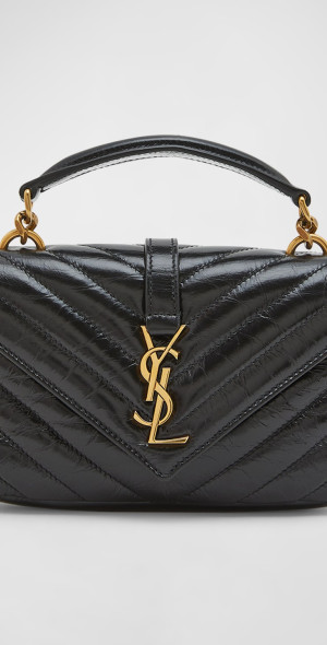Saint Laurent - College Mini YSL Quilted Crossbody Bag