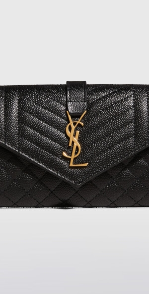 Saint Laurent - Envelope Small YSL Flap Wallet in Grained Leather