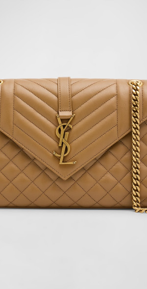 Saint Laurent - Envelope Triquilt Medium YSL Shoulder Bag in Smooth ...