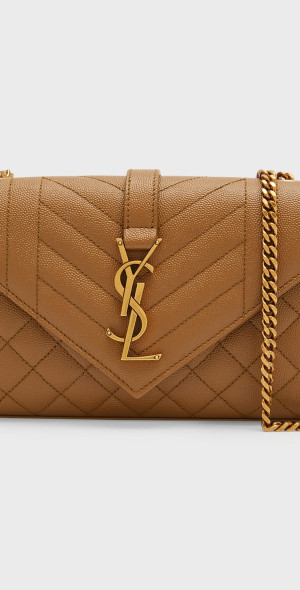 Saint Laurent - Envelope Triquilt Small YSL Shoulder Bag in Grained Leather