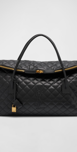 Saint Laurent - ES Giant Travel Bag in Smooth Quilted Leather with Gold ...