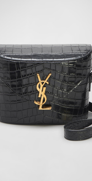 Saint Laurent - June Box YSL Crossbody Bag in Croc-Embossed Leather