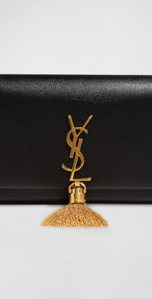 Saint Laurent - Kate Tassel YSL Wallet on Chain in Grained Leather