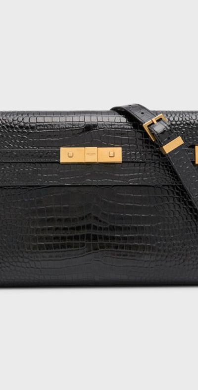 Saint Laurent - Manhattan Medium Shoulder Bag in Croc-Embossed Leather