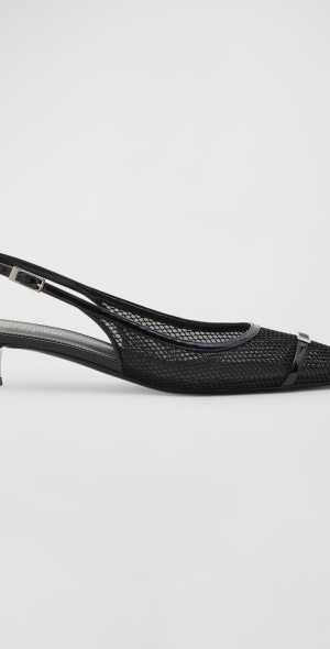 Saint Laurent - Oxalis Net Buckle Slingback Pumps