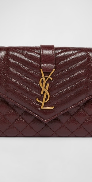 Saint Laurent - Small YSL Envelope Flap Wallet in Quilted Leather