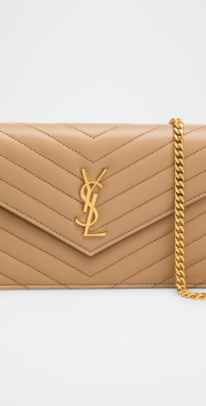 Saint Laurent - Small YSL Wallet on Chain in Quilted Leather