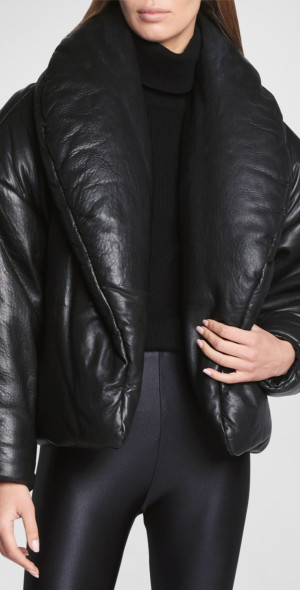 Saint Laurent - YSL Logo Leather Puffer Coat