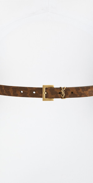 Saint Laurent - YSL Logo Leopard Suede Belt