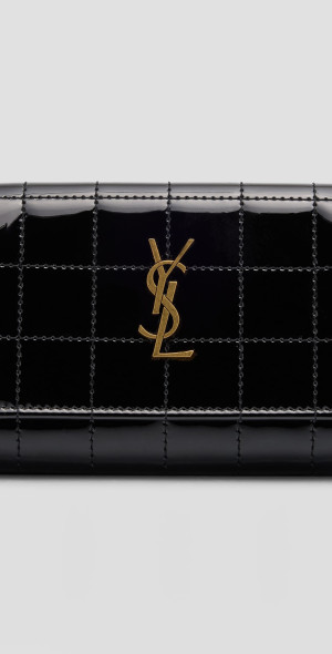 Saint Laurent - YSL Monogram Small Flap Wallet in Quilted Patent Leather