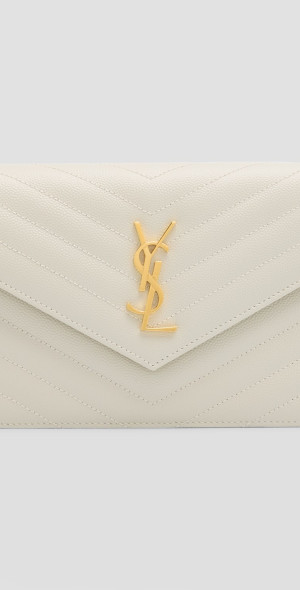 Saint Laurent - YSL Monogram Small Wallet on Chain in Grained Leather