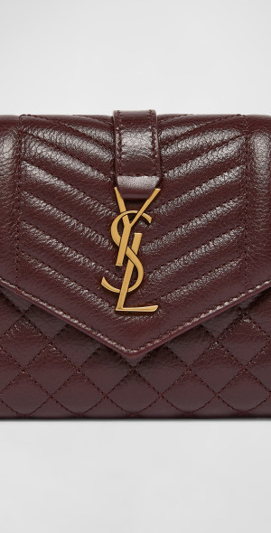 Saint Laurent - YSL Trifold Compact Wallet in Quilted Leather