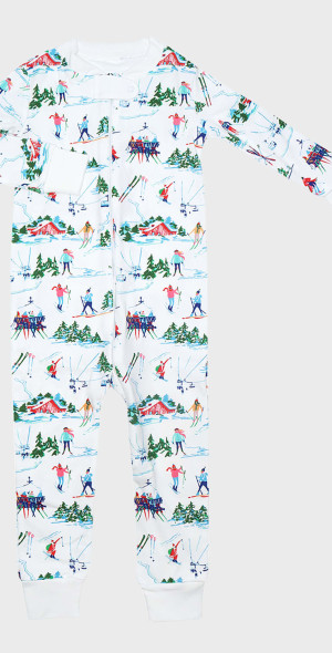 Sammy + Nat - Boy's Festive Ski-Print Coverall, Size Newborn-18M