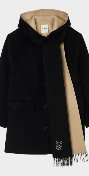 Sandro - Jalen Two-Tone Wool Scarf Coat