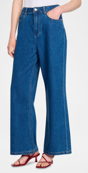 Sandro - Moonlight Embellished Wide-Leg Jeans
