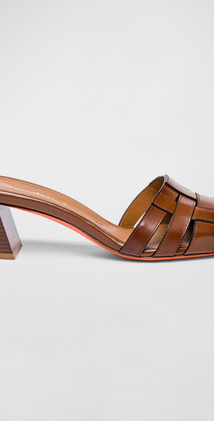 Santoni - Venere Leather Block-Heel Mule Sandals