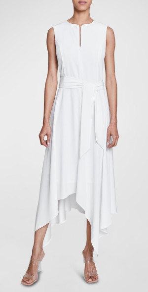 Santorelli - Natasha Zip-Front Handkerchief Maxi Dress