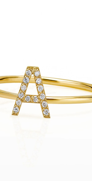 Sarah Chloe - Amelia 14k Gold Diamond Stackable Initial Ring