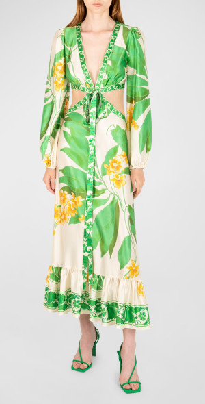 Secret Mission - Lydia Silk Cutout Maxi Dress