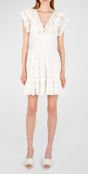 Secret Mission - Tanya Ruffle Broderie Anglaise Mini Dress