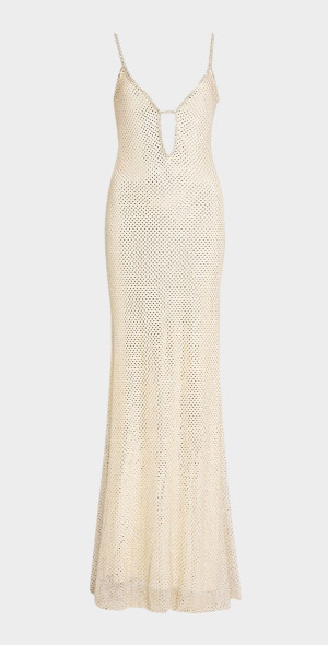 Self-Portrait - Embellished Fishnet Maxi Dress