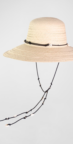 Sensi Studio - Lampshade Texturized Straw Bucket Hat With Shells