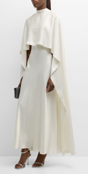 SIMKHAI - Amory Mock-Neck A-Line Cape Gown