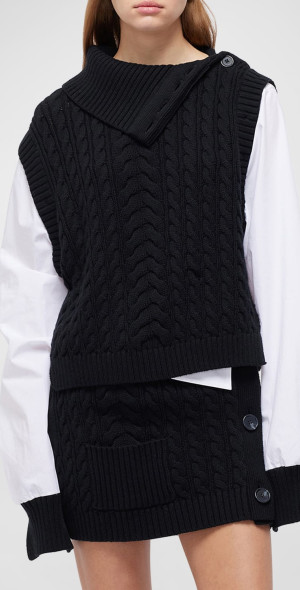 SIMKHAI - Linnea Long-Sleeve Combo Knit Pullover Sweater