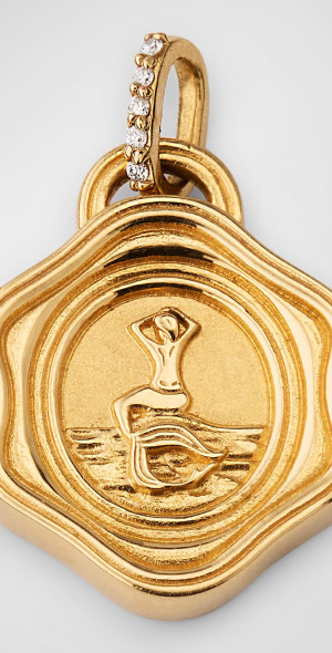 Sorellina - 18K Yellow Gold Mermaid Pendant with GH-SI Diamonds.