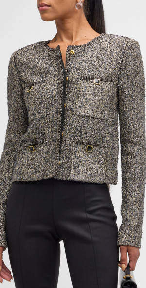 St. John - Sequined Metallic Knit Jacket