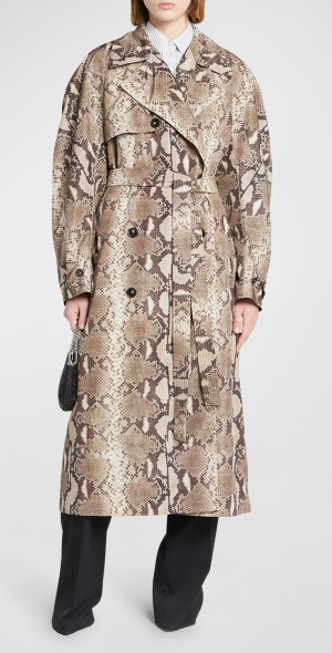 Stella McCartney - Python-Print Double-Breasted Belted Trench Coat