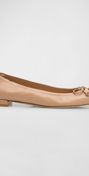Stuart Weitzman - Bria Leather Bow Ballerina Flats