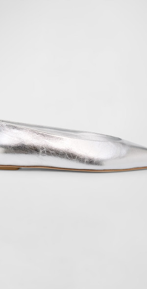 Stuart Weitzman - Lina Metallic Point-Toe Ballerina Flats