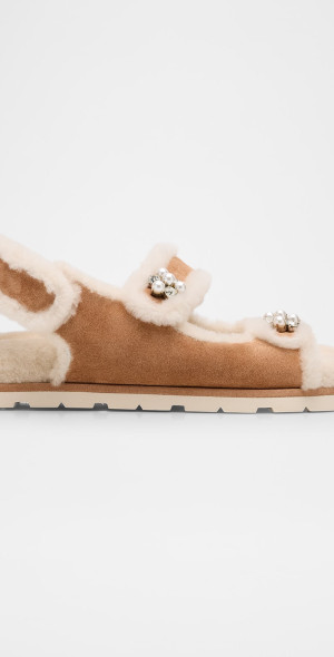 Stuart Weitzman - Wynter Suede Shearling Sport Sandals