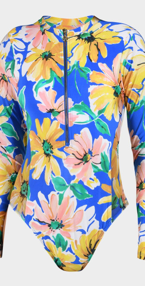 Sunshine 79 - Sunflower Rashguard One-Piece Swimsuit