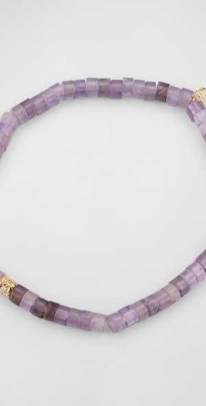 Sydney Evan - Scallop Edge Pave Rondelle Bead Bracelet