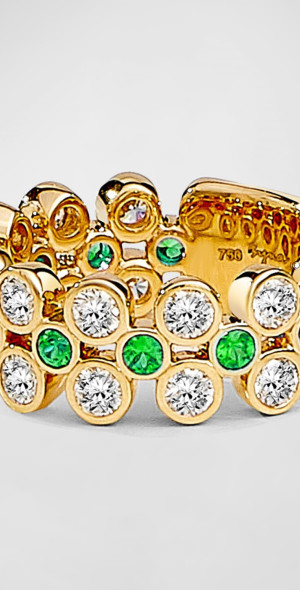 Syna - 18K Yellow Gold Cosmic Ring with Gemstones and Diamonds