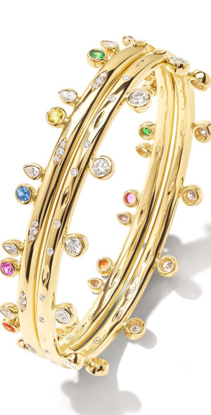 Tamara Comolli - 18k Yellow Gold Candy Bangle with Diamonds and Sapphires
