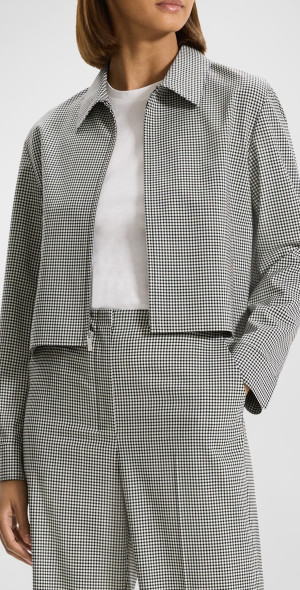 Theory - Check Wool-Blend Crop Jacket