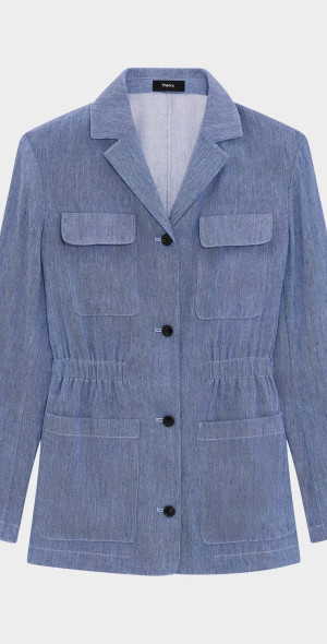 Theory - Cinched Denim Crunch Jacket